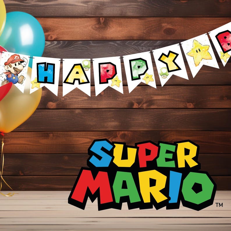 Printable "super Mario" Happy Birthday Banner - Instant Download - Etsy ...