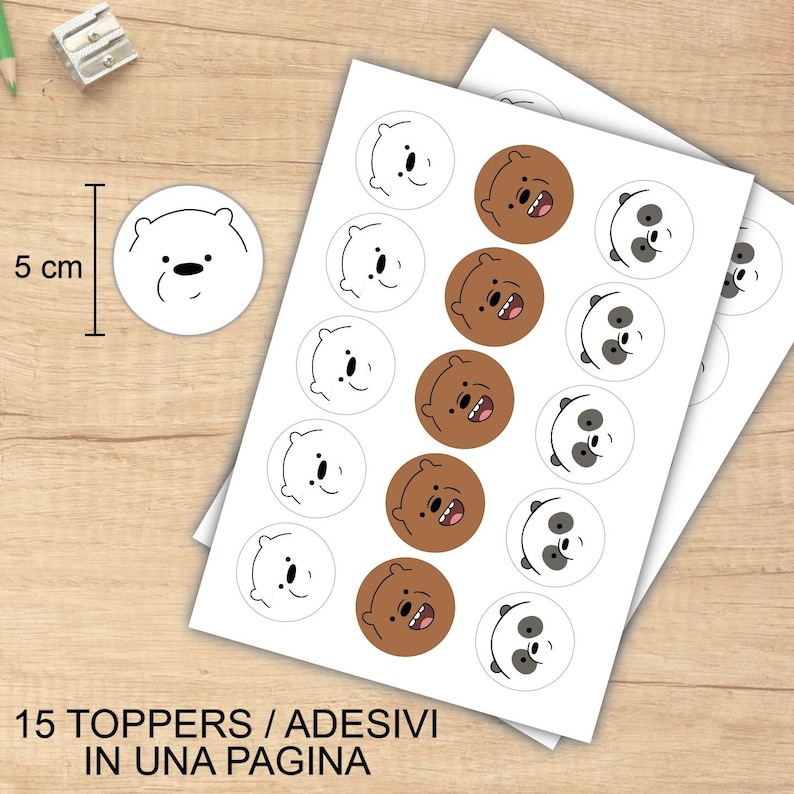 We Bare Bears Cupcake Toppers - We Bare Bears Stickers - Instant ...