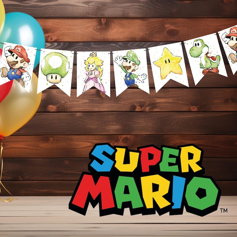 Printable "super Mario" Banner - Instant Download - Etsy Australia