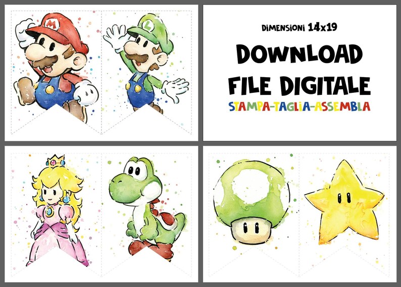 Printable "super Mario" Banner - Instant Download - Etsy Australia