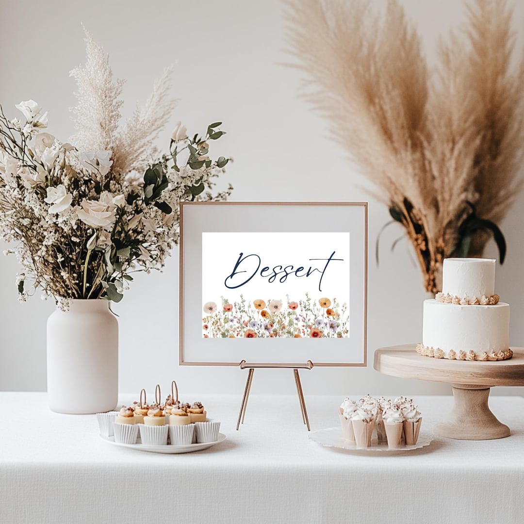 Dessert Table and Gift Table Signs, 5x7 Wildflower Bridal Shower Sign ...