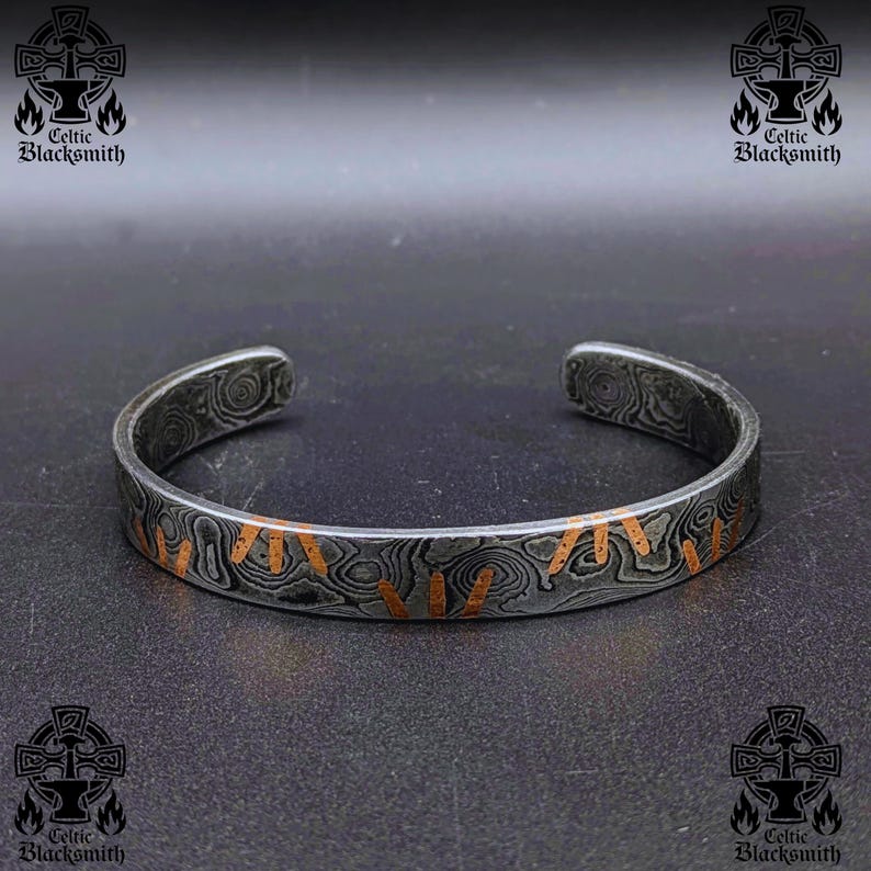 Copper Damascus Wolf Claw Bracelet – Nordic Pattern Steel & Copper ...