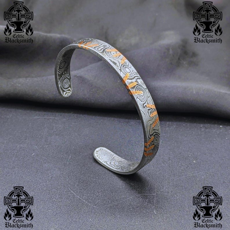 Copper Damascus Wolf Claw Bracelet – Nordic Pattern Steel & Copper ...
