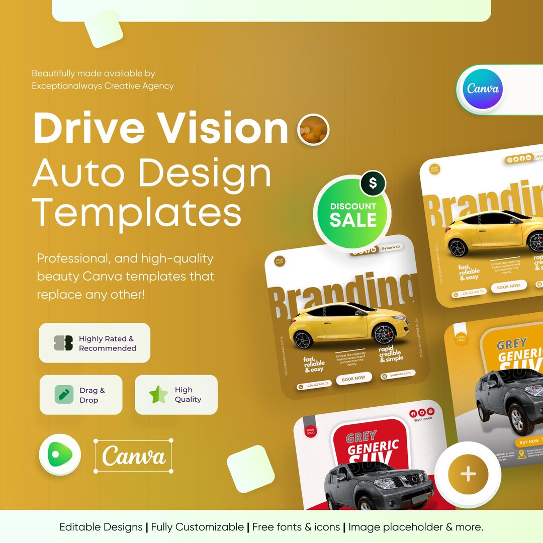 Drive Vision - Auto Canva Templates - Etsy