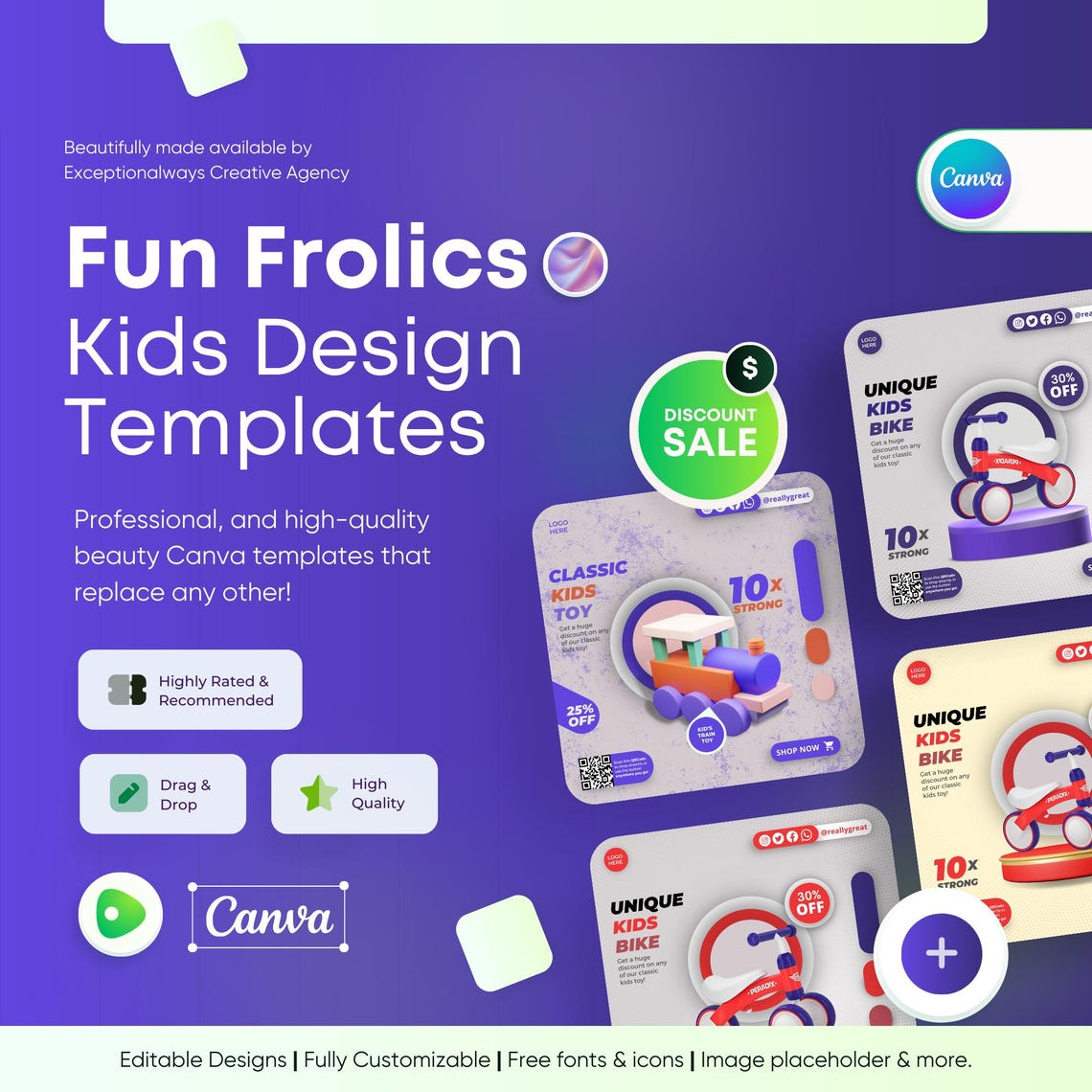 Fun Frolics - Kids Canva Templates - Etsy