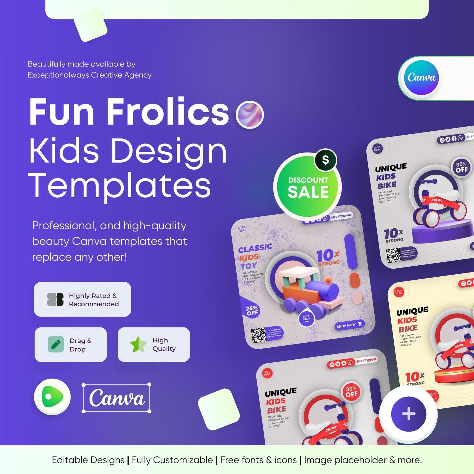 Fun Frolics - Kids Canva Templates - Etsy