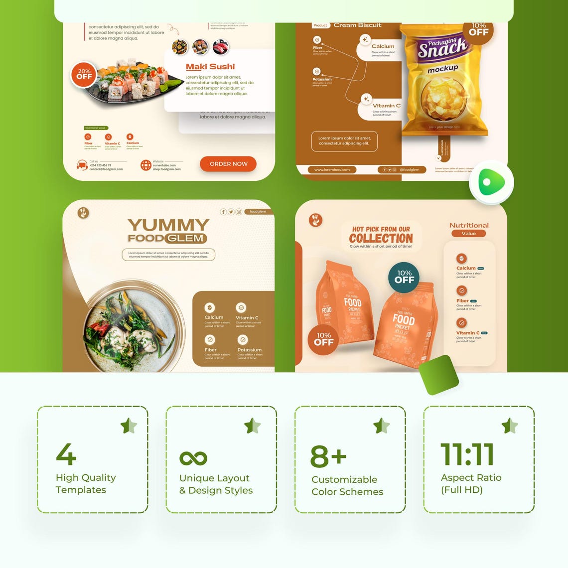Foodie Fusion - Food Canva Templates - Etsy