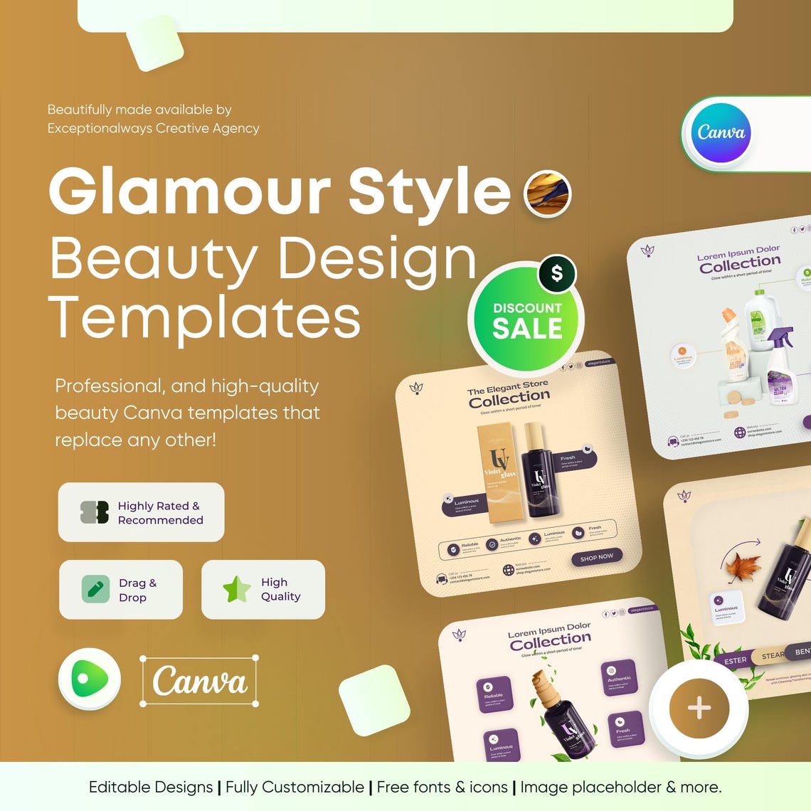 Glamour Style - Beauty Canva Templates - Etsy