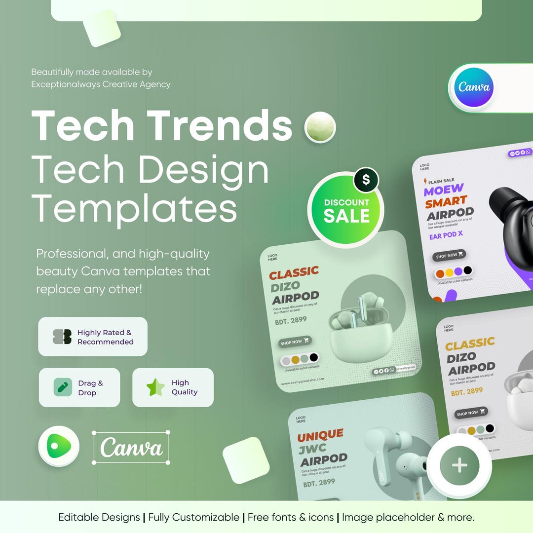 Tech Trends - Tech Canva Templates - Etsy