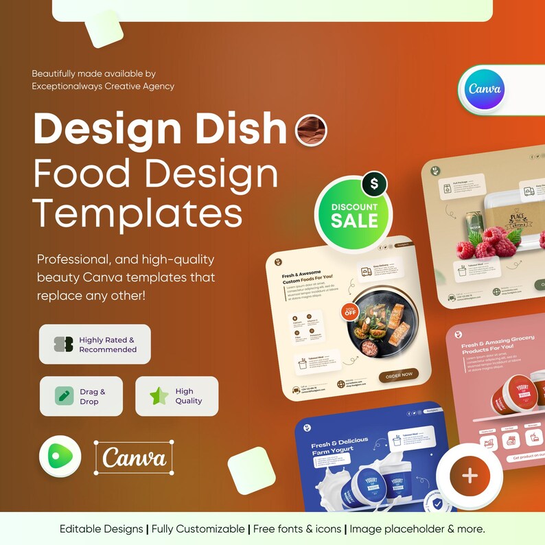 Design Dish - Food Canva Templates - Etsy