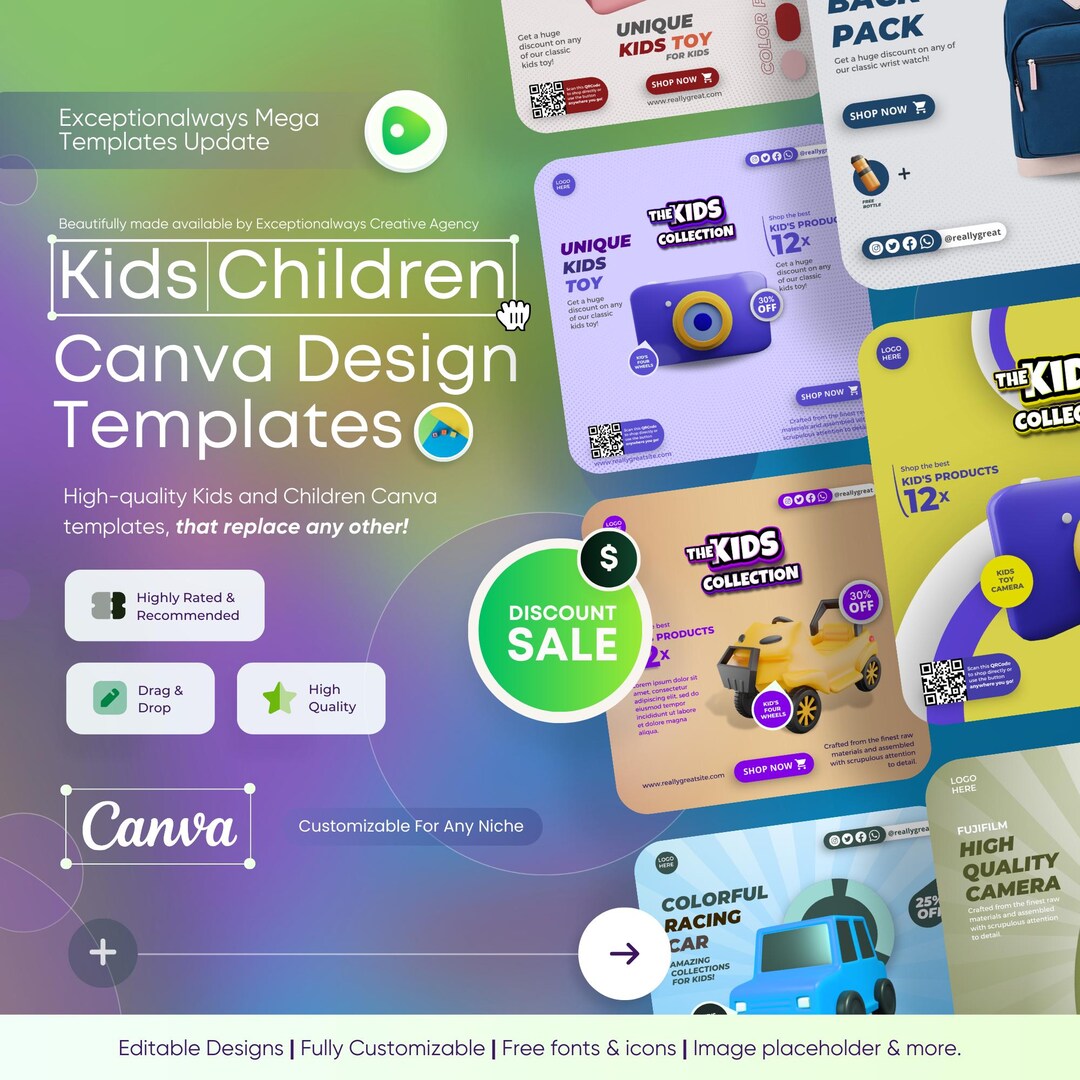 Kids, Children Canva Design Template - Etsy
