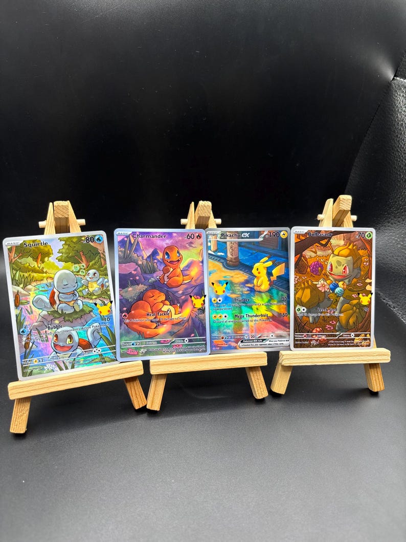 Pokemon 30th Anniversary Card Bundle – Pikachu Charmander Squirtle ...