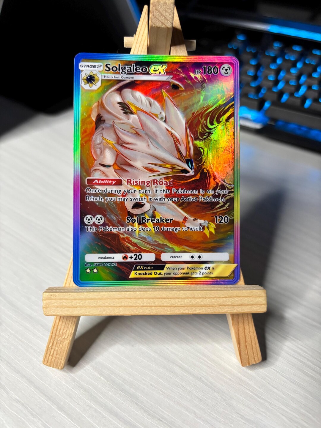 Solgaleo EX AR Custom Pokémon Pocket – Holo Rainbow Card + Sleeve ...