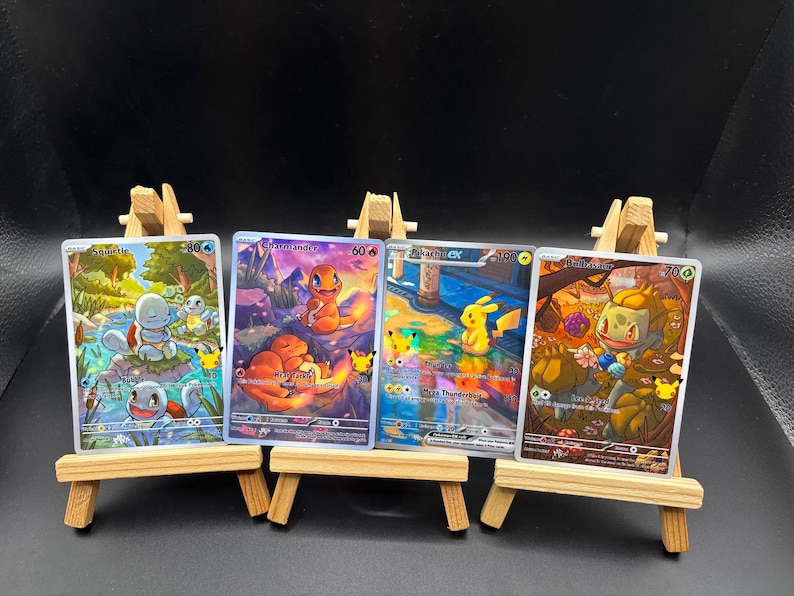 Pokemon 30th Anniversary Card Bundle – Pikachu Charmander Squirtle ...