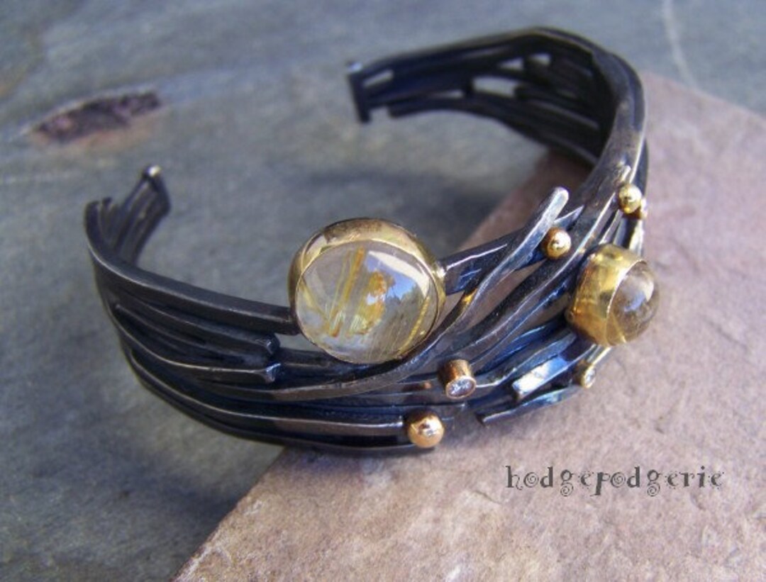 GOLDEN THREADS - Natural Diamonds, Rutilated Quartz, Sterling Silver ...
