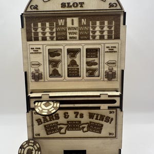 Laser Engraved Wood Slot Machine: Casino Decor, Lottery Ticket Holder ...