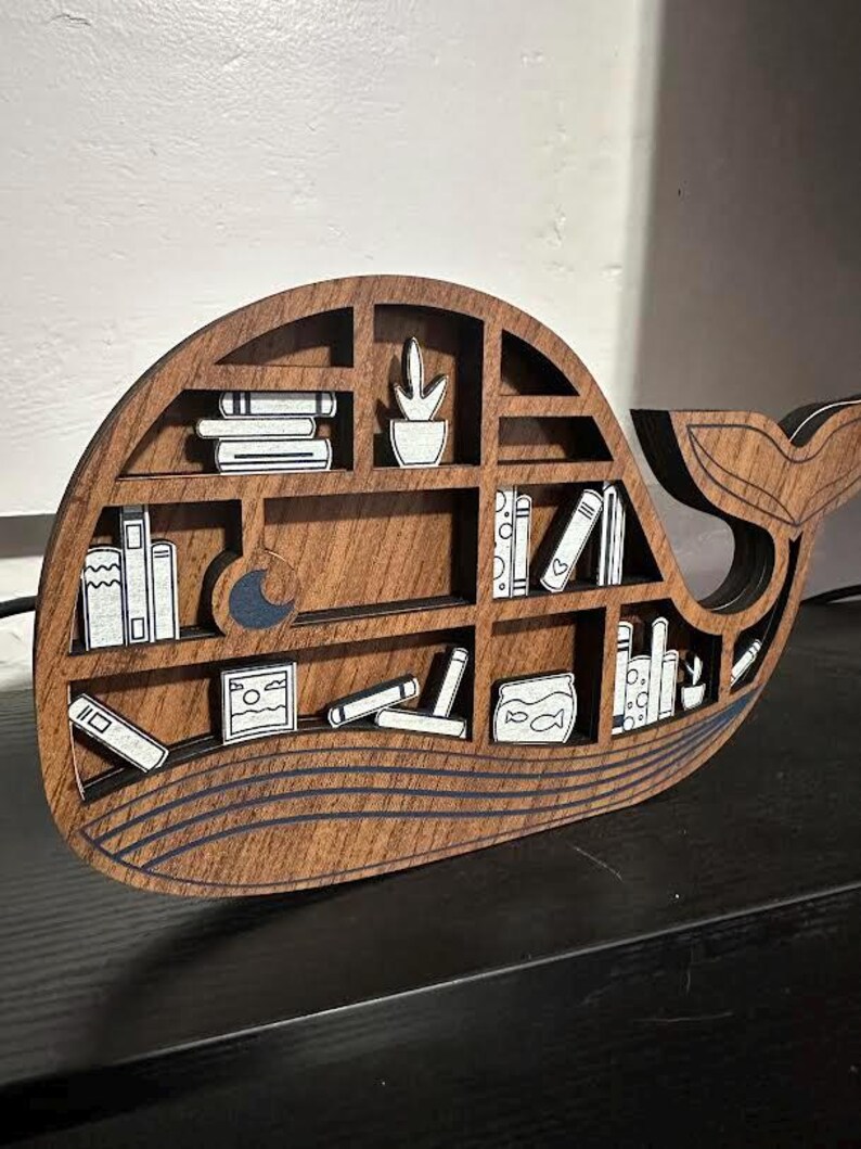 Mini Shaped Bookshelf Decor: Whale - Etsy
