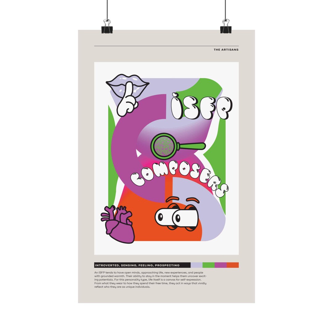 ISFP Matte Vertical Poster, Myers Briggs Personality Type Illustrative ...