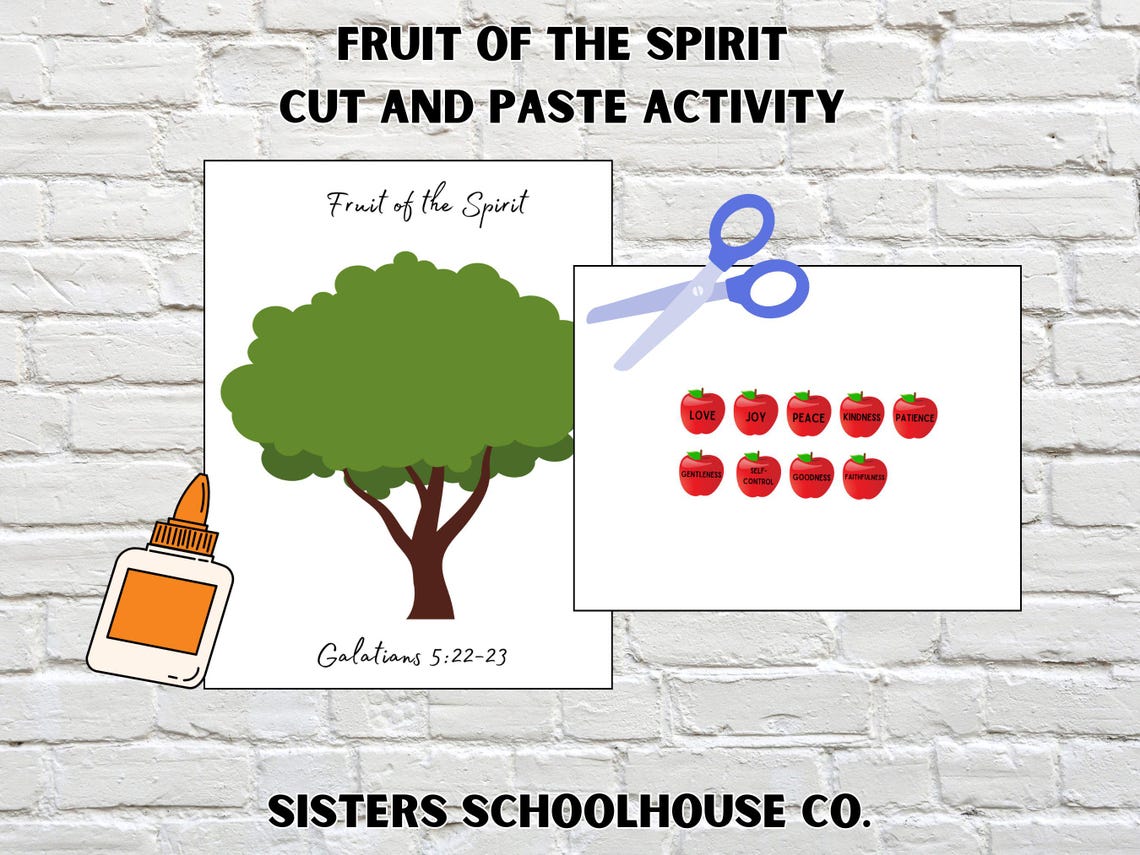 Fruit of the Spirit Cut and Paste Activity, Bible Lesson, Sunday School ...