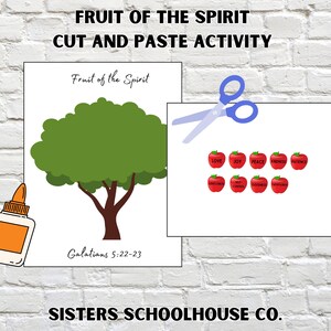 Fruit of the Spirit Cut and Paste Activity, Bible Lesson, Sunday School ...