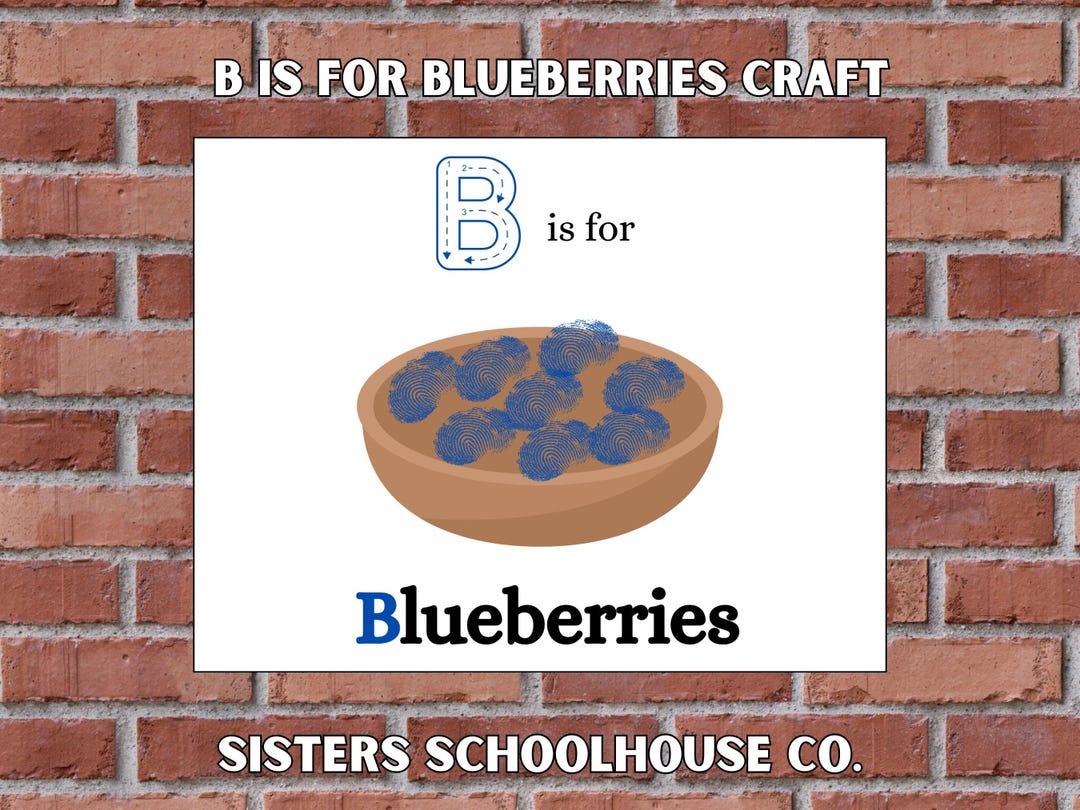 B is for Blueberries Fingerprint Craft: DIY Keepsake (PDF Download) - Etsy