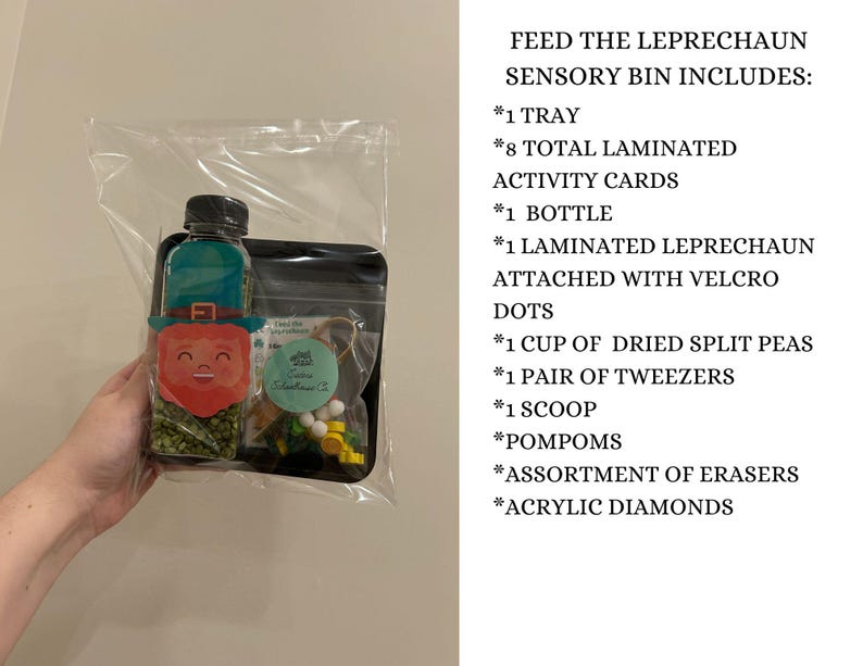 Feed the Leprechaun Sensory Bin Kit: Montessori Play, Action Cards ...