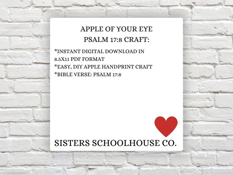Christian Apple of Your Eye Handprint CRAFT - Religious Handprint Craft ...