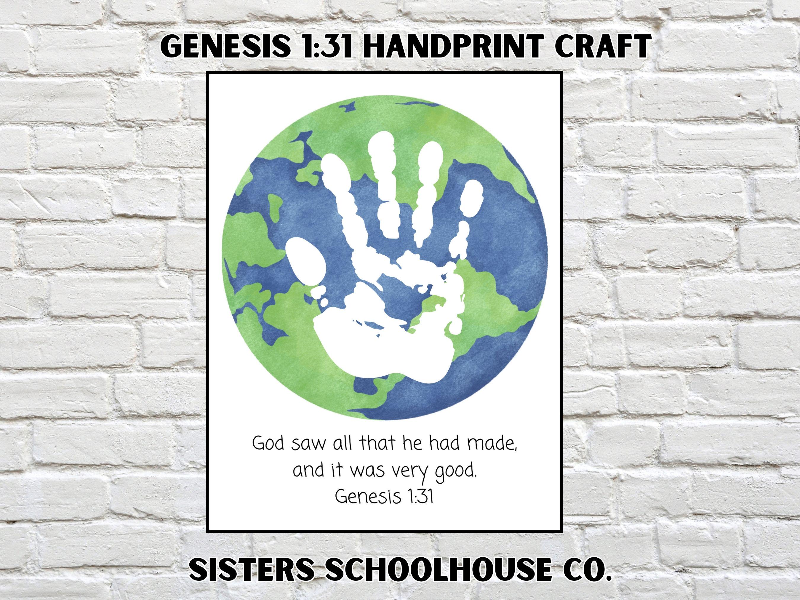 Creation Handprint Craft – Genesis 1:31, Sunday School (PDF) - Etsy
