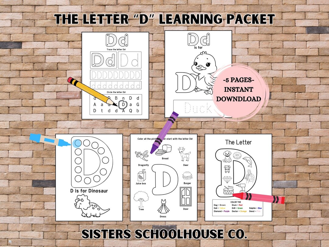 Letter D Learning Packet, Kid's Worksheet Bundle, Preschool Printables ...