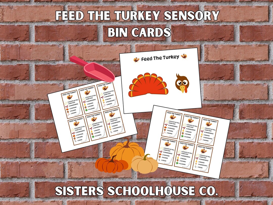 Feed the Turkey Activity Action Cards: Sensory Bin Activity (PDF ...
