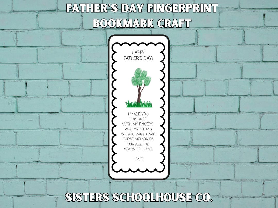 Father's Day Fingerprint Tree Poem Bookmark Craft (PDF Download) - Etsy