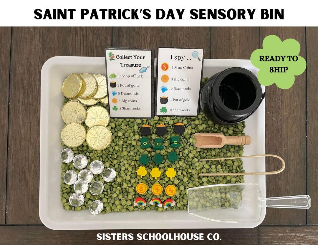 Saint Patrick's Day Sensory Bin Kit: I Spy Activity Cards, Montessori ...