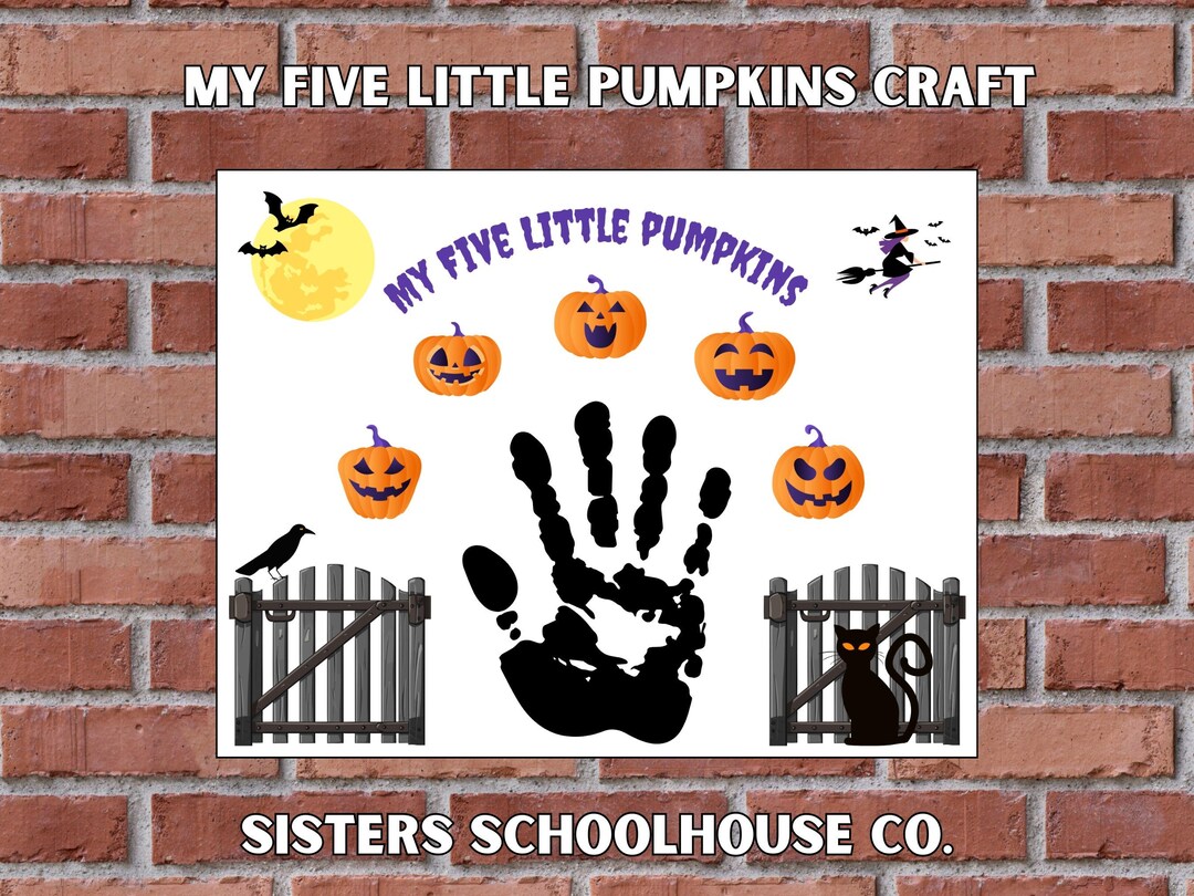 Five Little Pumpkins Handprint Craft: DIY Halloween Keepsake (PDF ...