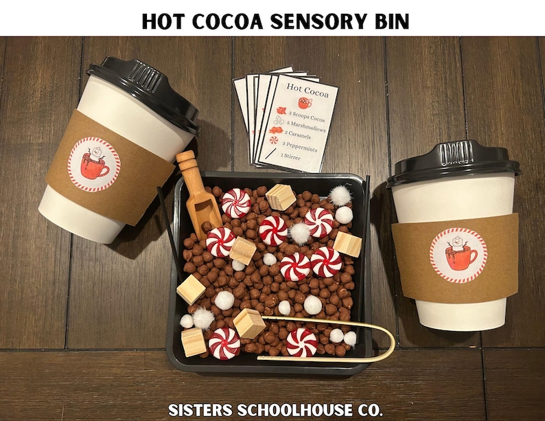 NEW LOOK Hot Cocoa Sensory Bin Kit: Montessori Activity With Recipe ...