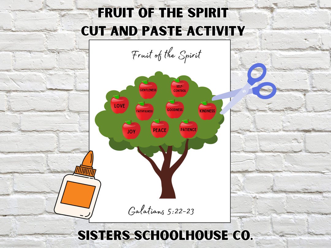 Fruit of the Spirit Cut and Paste Activity, Bible Lesson, Sunday School ...