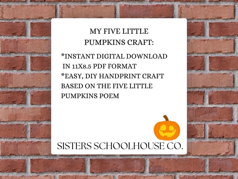 Five Little Pumpkins Handprint Craft: DIY Halloween Keepsake (PDF ...