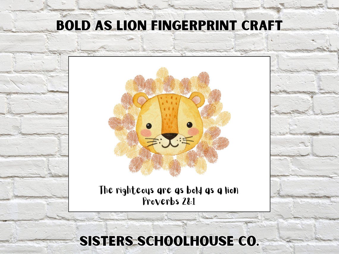 Bold as a Lion Fingerprint Craft - Religious Fingerprint Craft - Bible ...