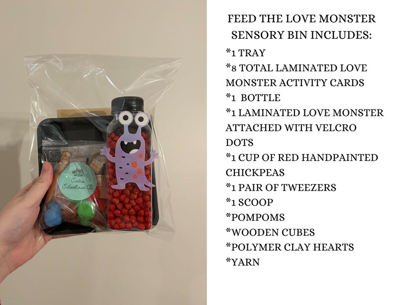 Feed the LOVE MONSTER Sensory Bin Kit: Montessori Play, Action Cards ...
