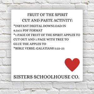 Fruit of the Spirit Cut and Paste Activity, Bible Lesson, Sunday School ...