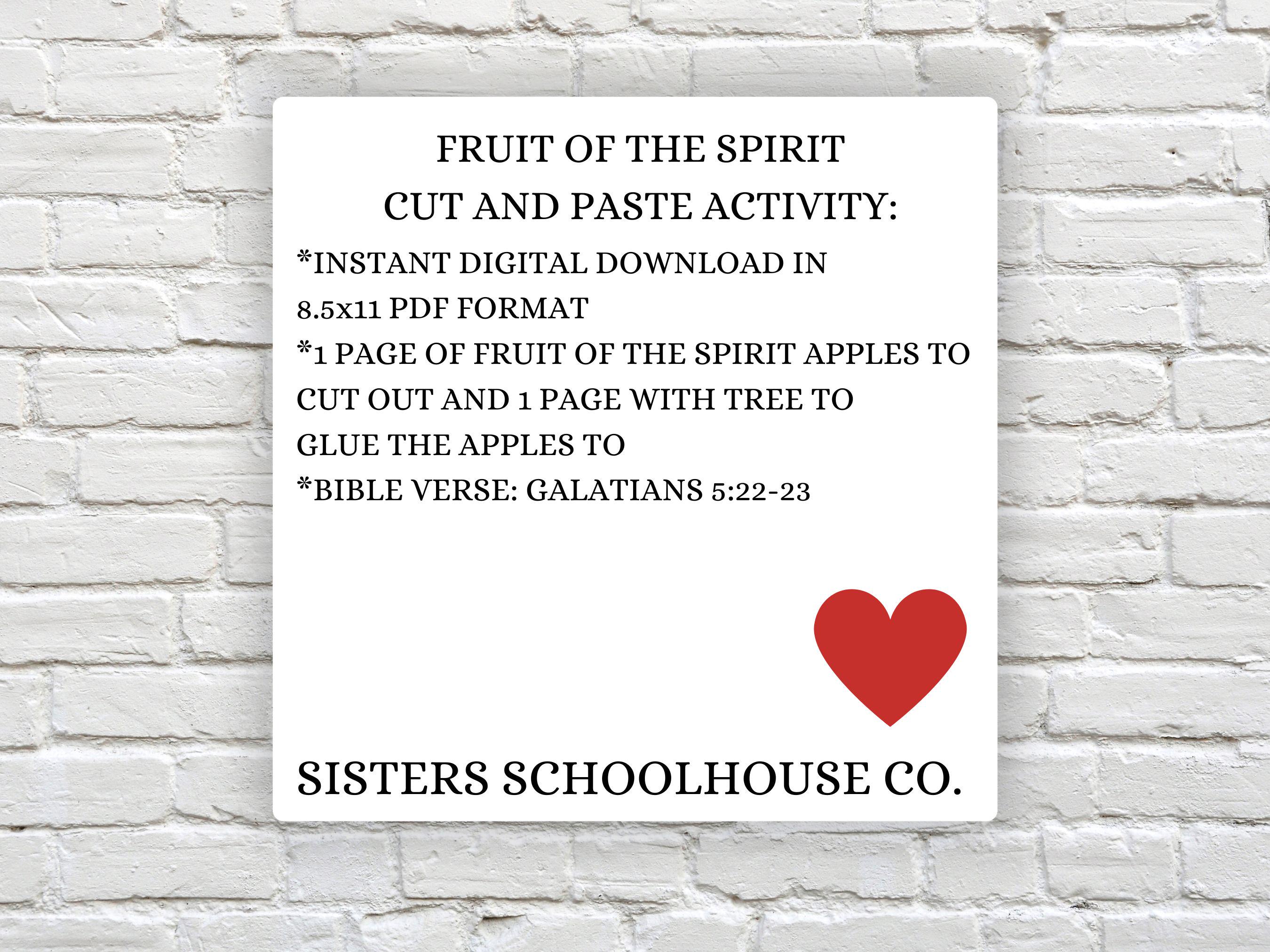 Fruit of the Spirit Cut and Paste Activity, Bible Lesson, Sunday School ...
