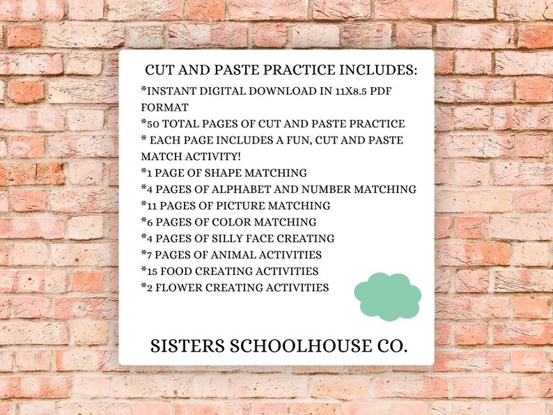 Cut and Paste Worksheet Bundle: 50 Pages, Preschool Learning (PDF) - Etsy