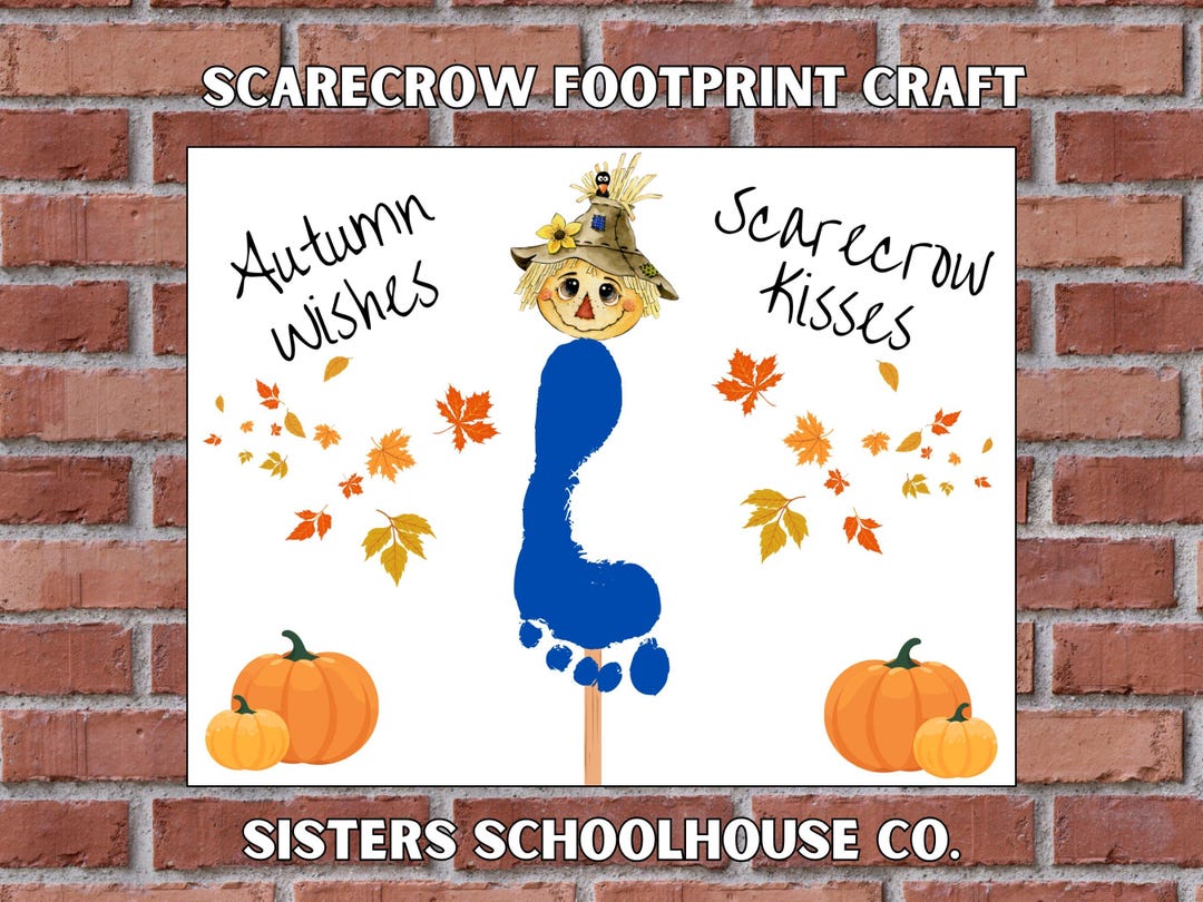 Scarecrow Footprint Craft: Autumn Keepsake (PDF Download 11x8.5in) - Etsy
