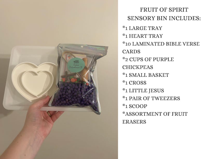 NEW LOOK Fruit of the Spirit Sensory Bin Kit: Bible Verse Cards ...