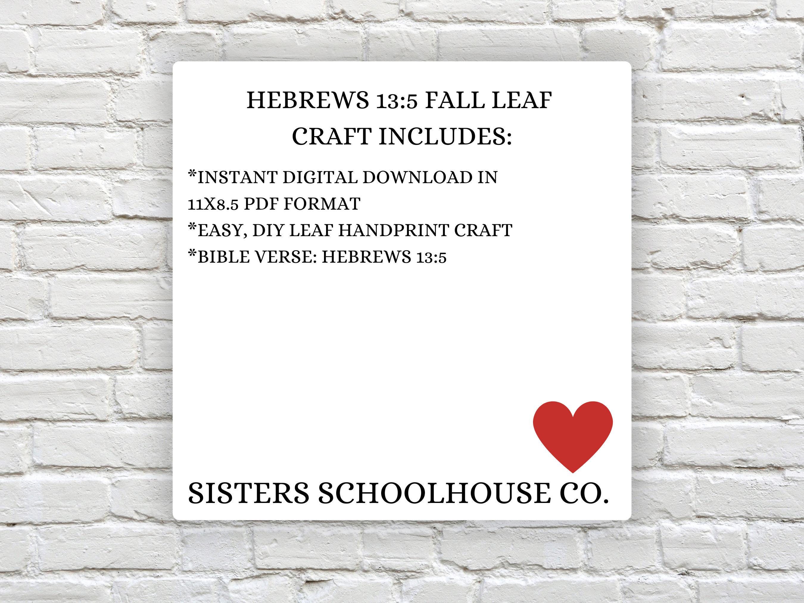 Christian Fall Leaf Handprint Craft - Hebrews 13:5 (PDF Download) - Etsy