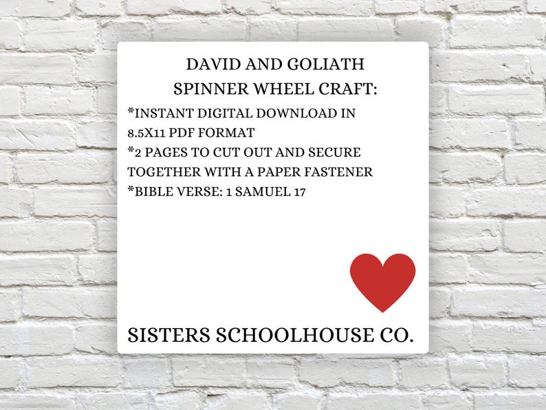 David and Goliath Spinner Wheel Craft, Bible Lesson, Sunday School ...