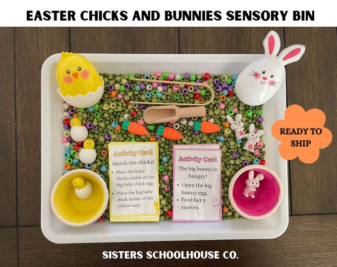 Easter Baby Chicks and Bunnies Sensory Bin Kit: Montessori Activity ...