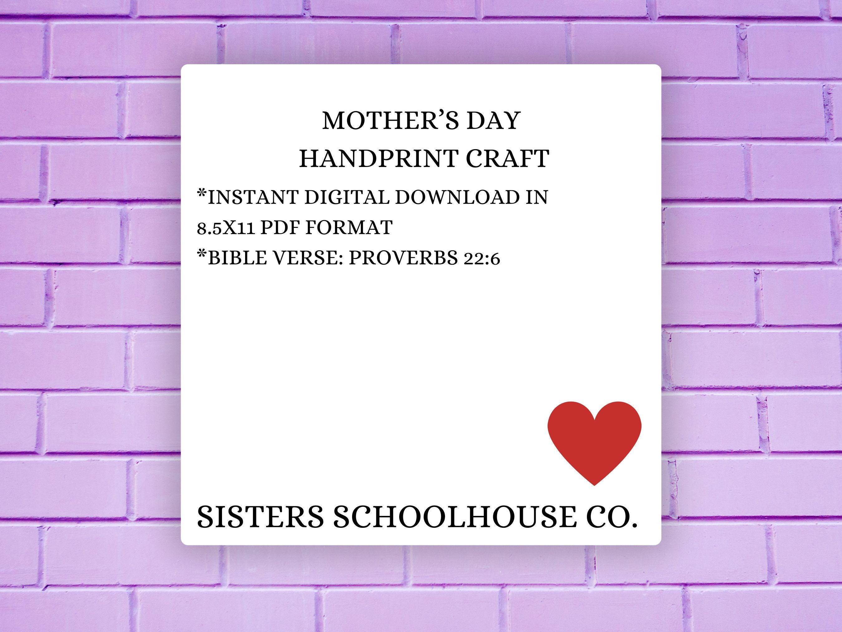 Christian Mother's Day Handprint Craft, Proverbs 22:6, Gift for Mom ...