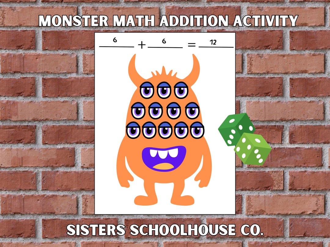 Monster Math Addition Game: Roll, Show, and Learn (PDF Download ...
