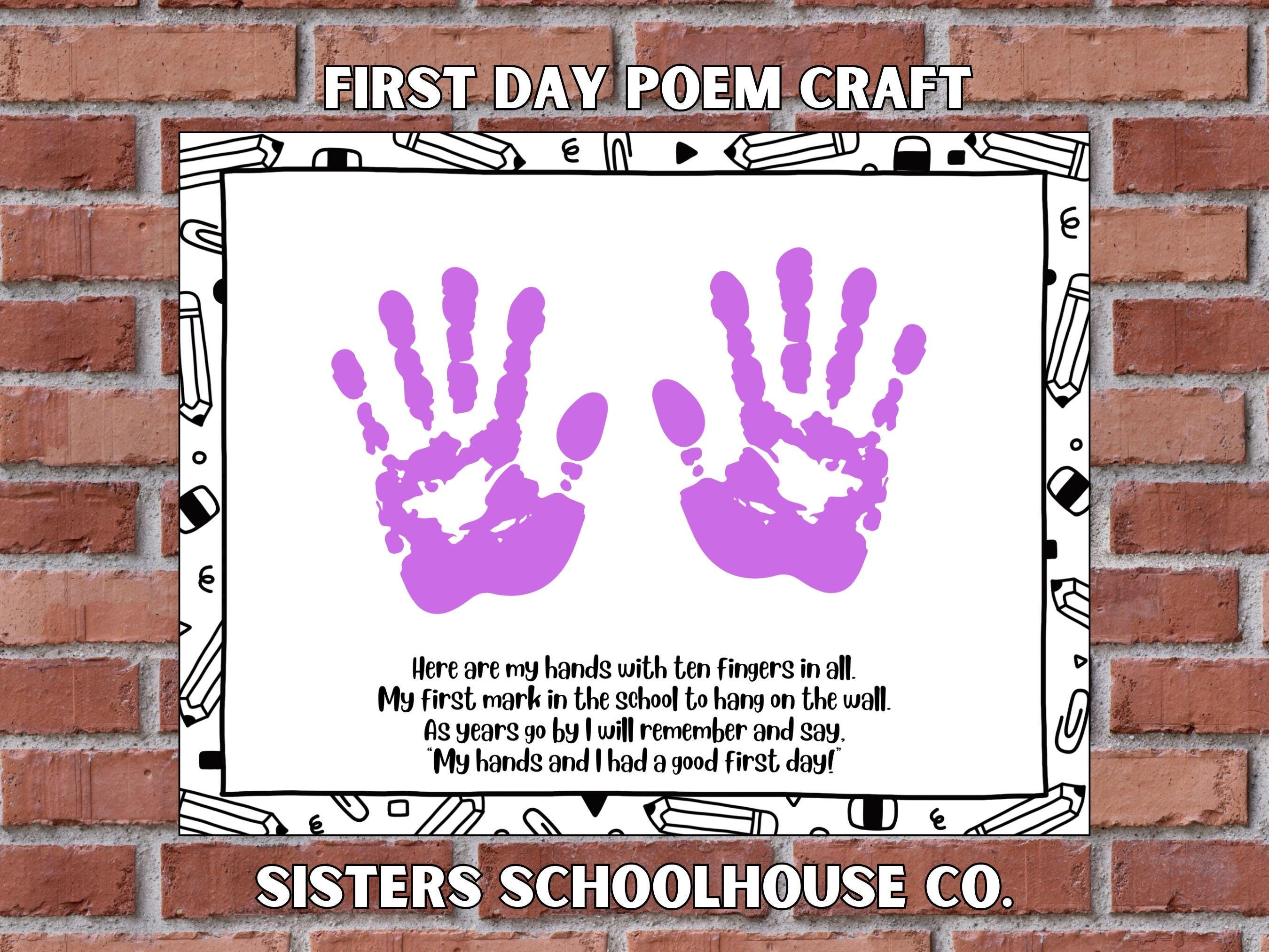 First Day of School Poem Handprint Craft: DIY Keepsake Photo Prop (PDF ...