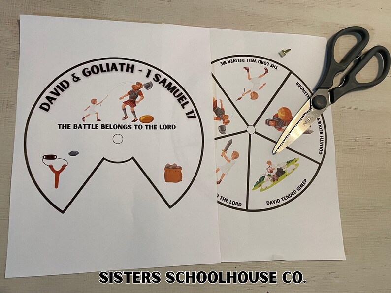 David and Goliath Spinner Wheel Craft, Bible Lesson, Sunday School ...